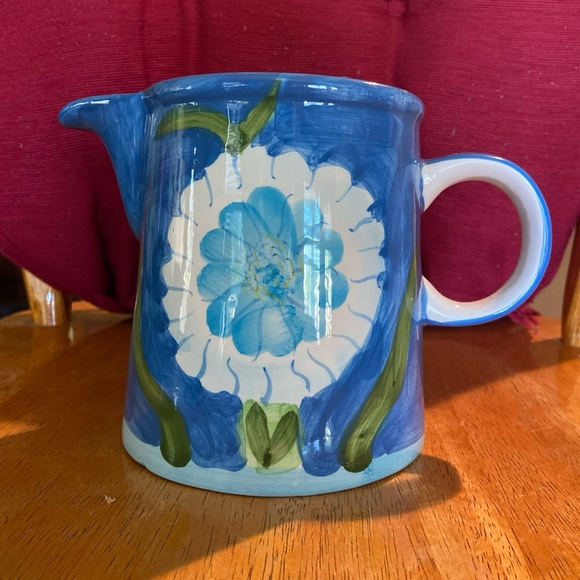 Wcl | Accents | Vintage Wcl Large Hand Painted Ceramic Pitcher Blue And ...